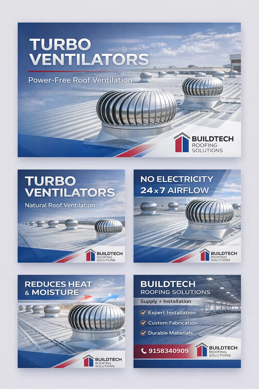 Turbo Ventilators for Industrial Roof Ventilation | Buildtech Roofing ...